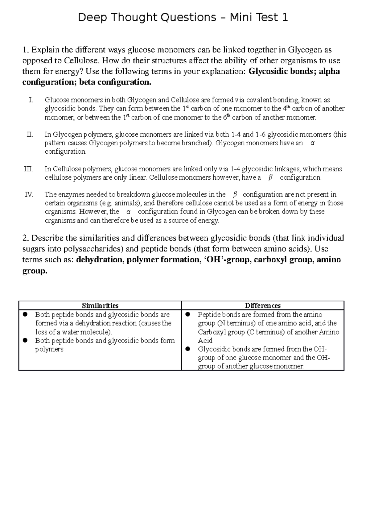 Test 1 3 March 2019, questions and answers - Deep Thought Questions ...