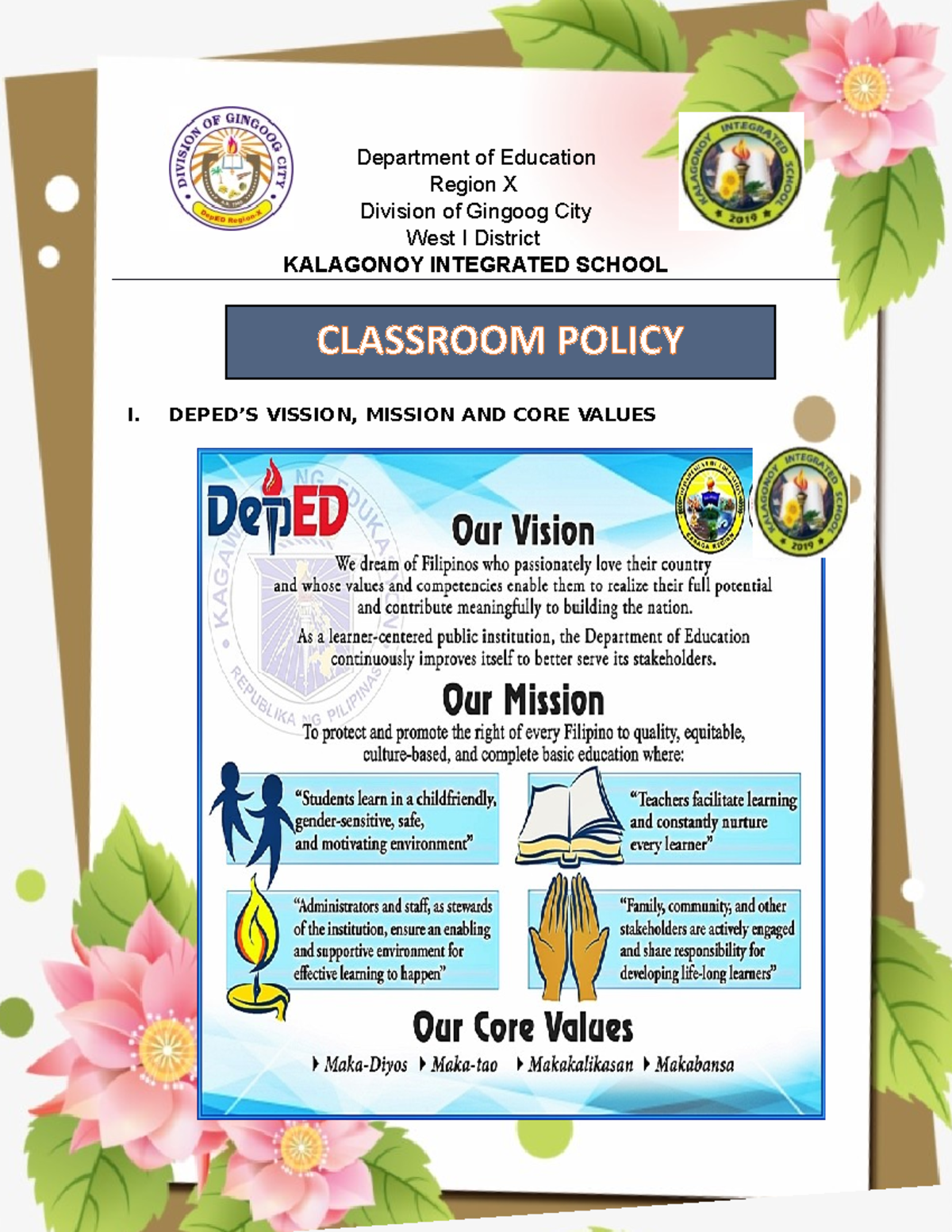 Classroom-Policies - mkclkdsjgv - Department of Education Region X ...