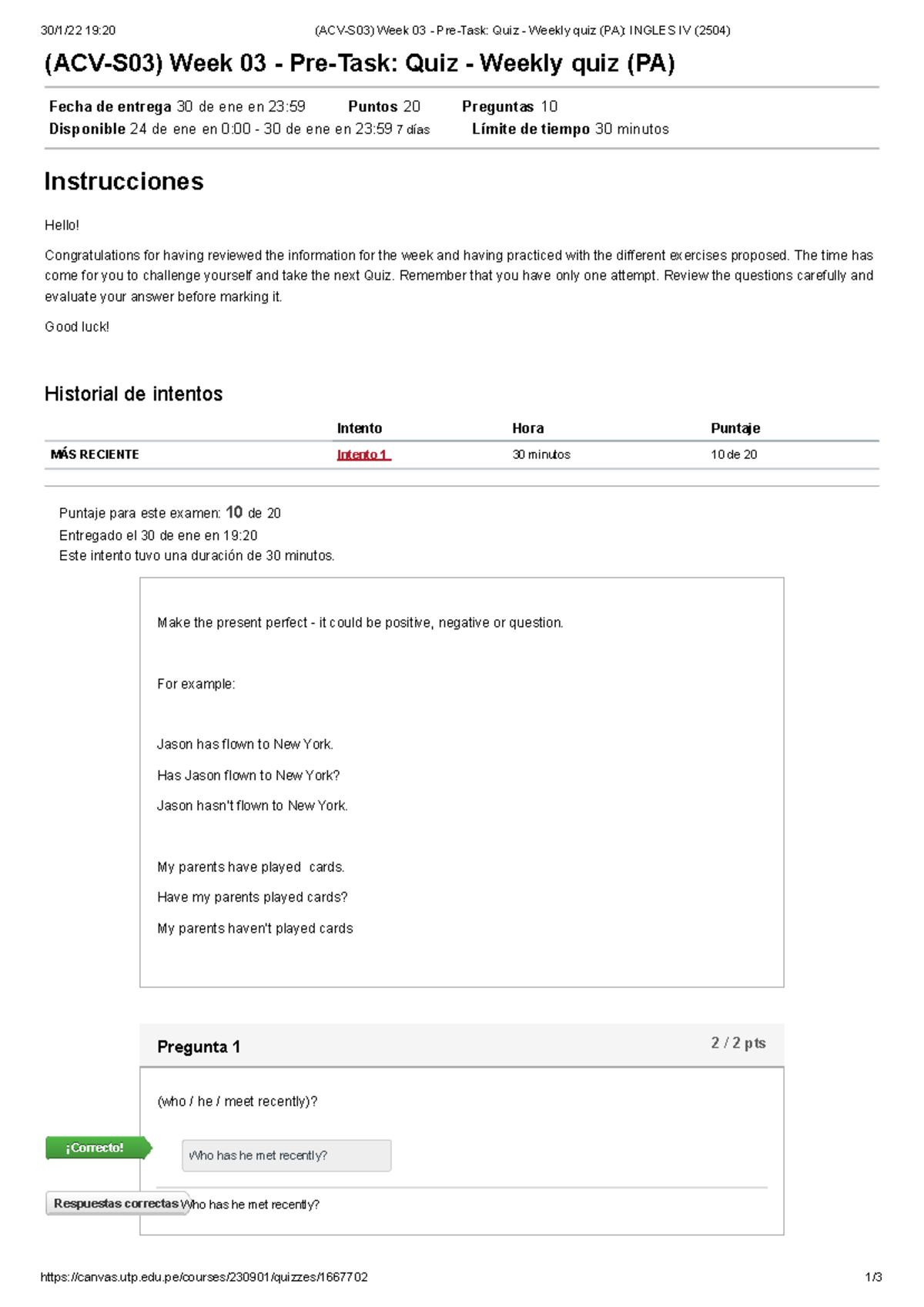 (ACV-S03) Week 03 - Pre-Task Quiz - Weekly quiz (PA) Ingles IV (2504) - PROF. VA Revisar ...