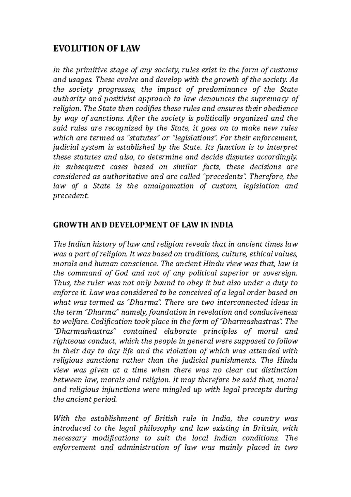 Evolution-of-law - History of law - EVOLUTION OF LAW In the primitive ...