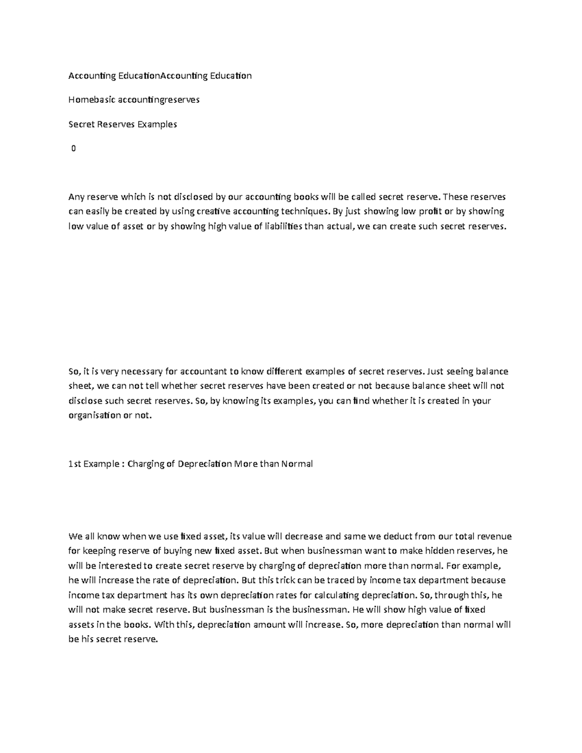 Reserve examples - Assignment - Accounting EducationAccounting ...