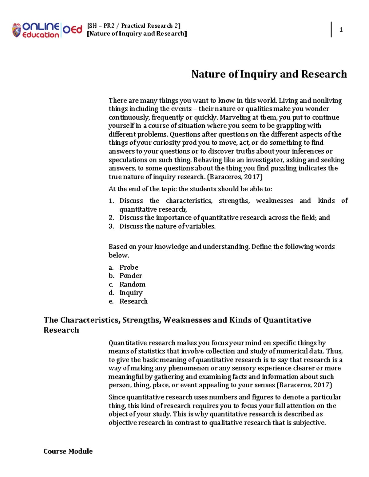 Nature of Inquiry and Research - [SH – PR2 / Practical Research 2 ...