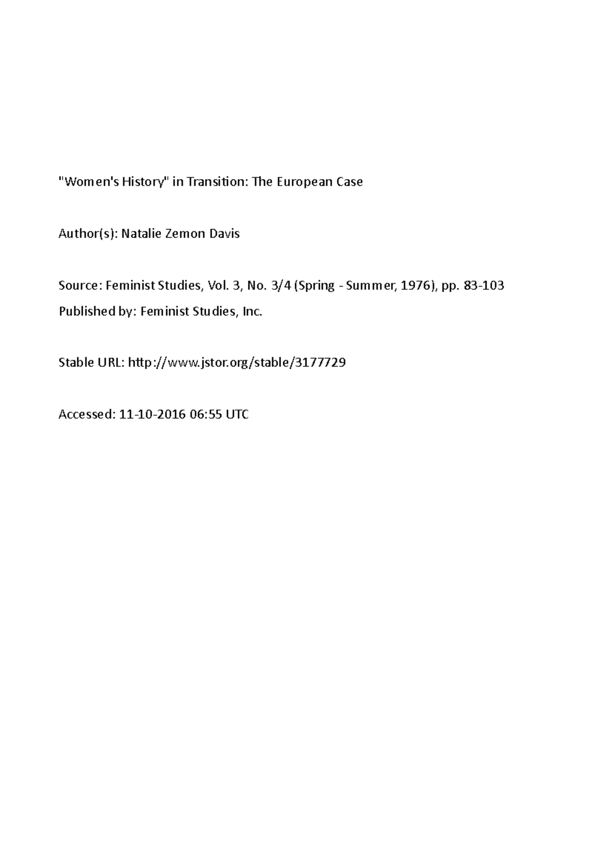 Natalie Zemon Davis- women's history italiano - "Women's History" in ...