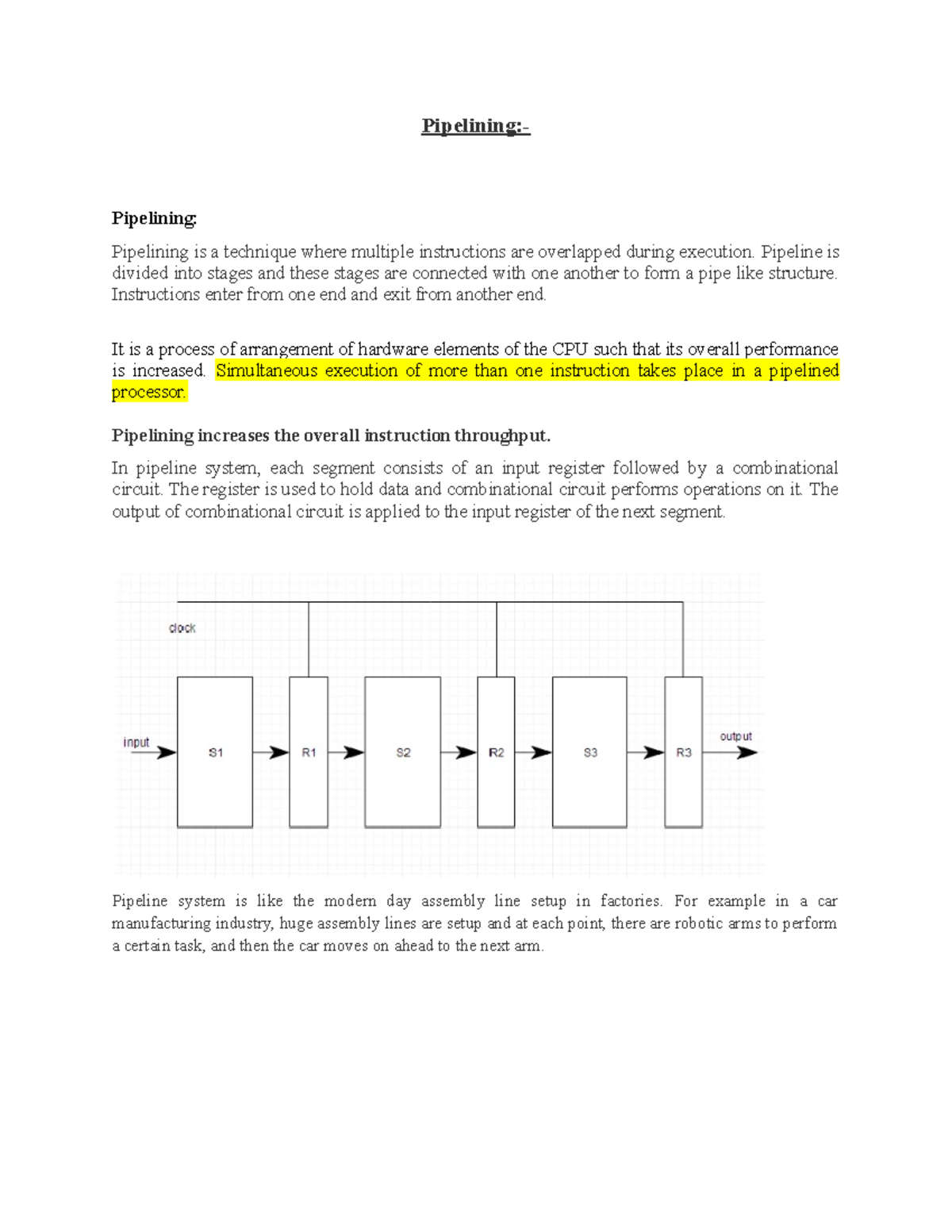 3.4 Pipeling - Subjects - Computer Organization and Architecture Chapter 3 - Pipelining:- - Studocu