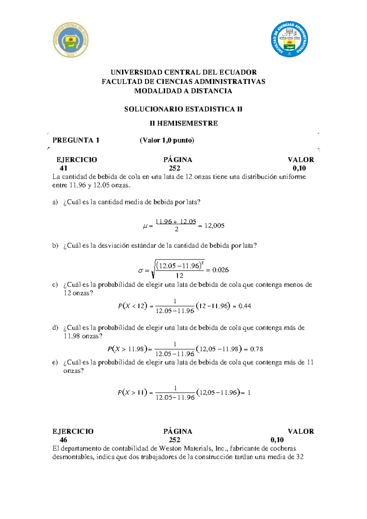 Vsip - ESTADISTICA EJERCICIOS RESUELTOS - UNIVERSIDAD CENTRAL DEL ...