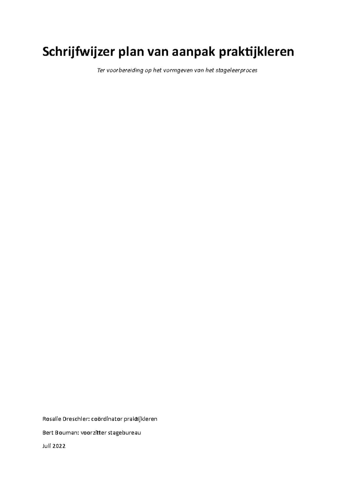 Schrijfwijzer plan van aanpak praktijkleren 2022-2023 - Schrijfwijzer ...