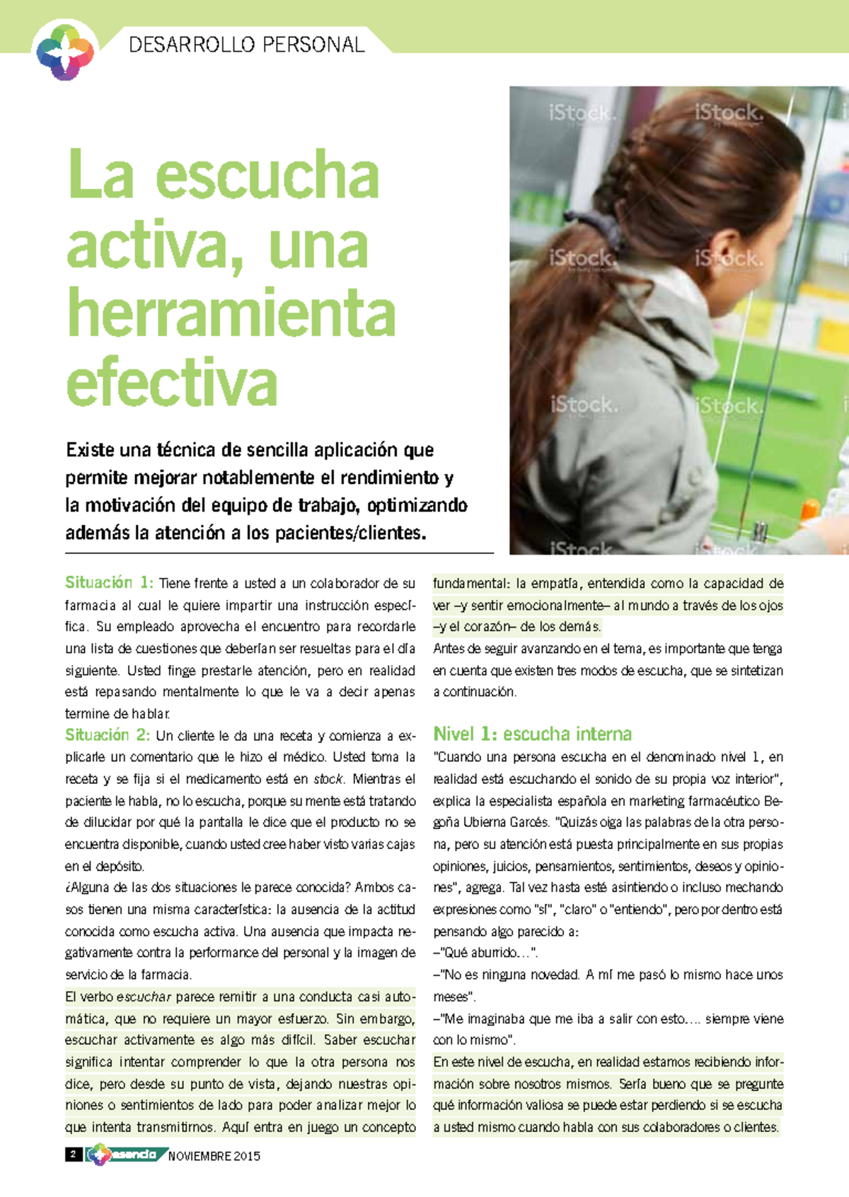 Escucha activa - ...... - 2 noviembre 2015 La escucha activa, una ...