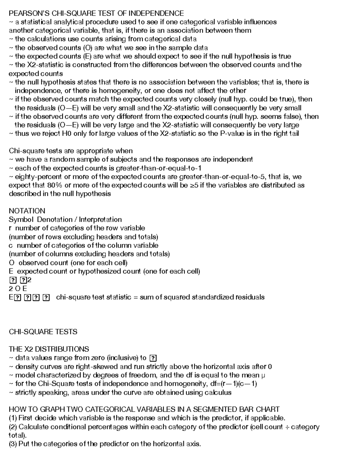Chi square test notes for stats - PEARSON’S CHI-SQUARE TEST OF ...