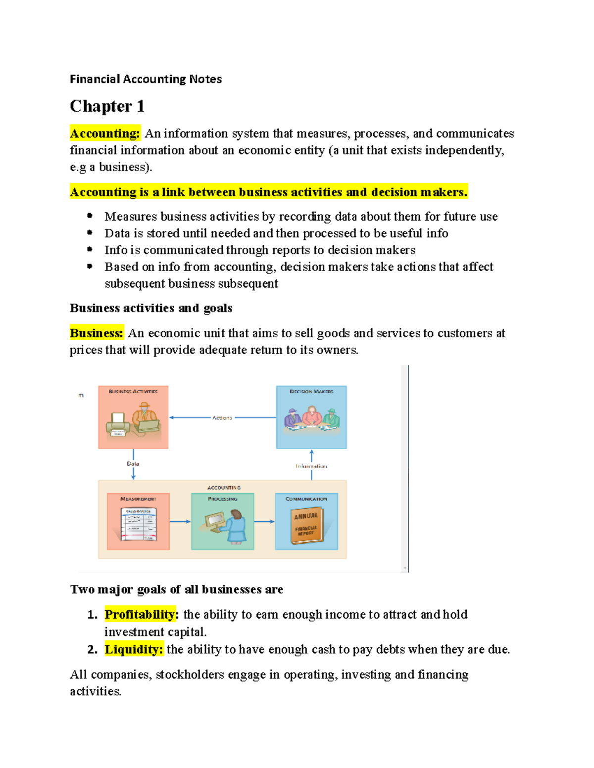 Financial Accounting Notes - Financial Accounting Notes Chapter 1 ...