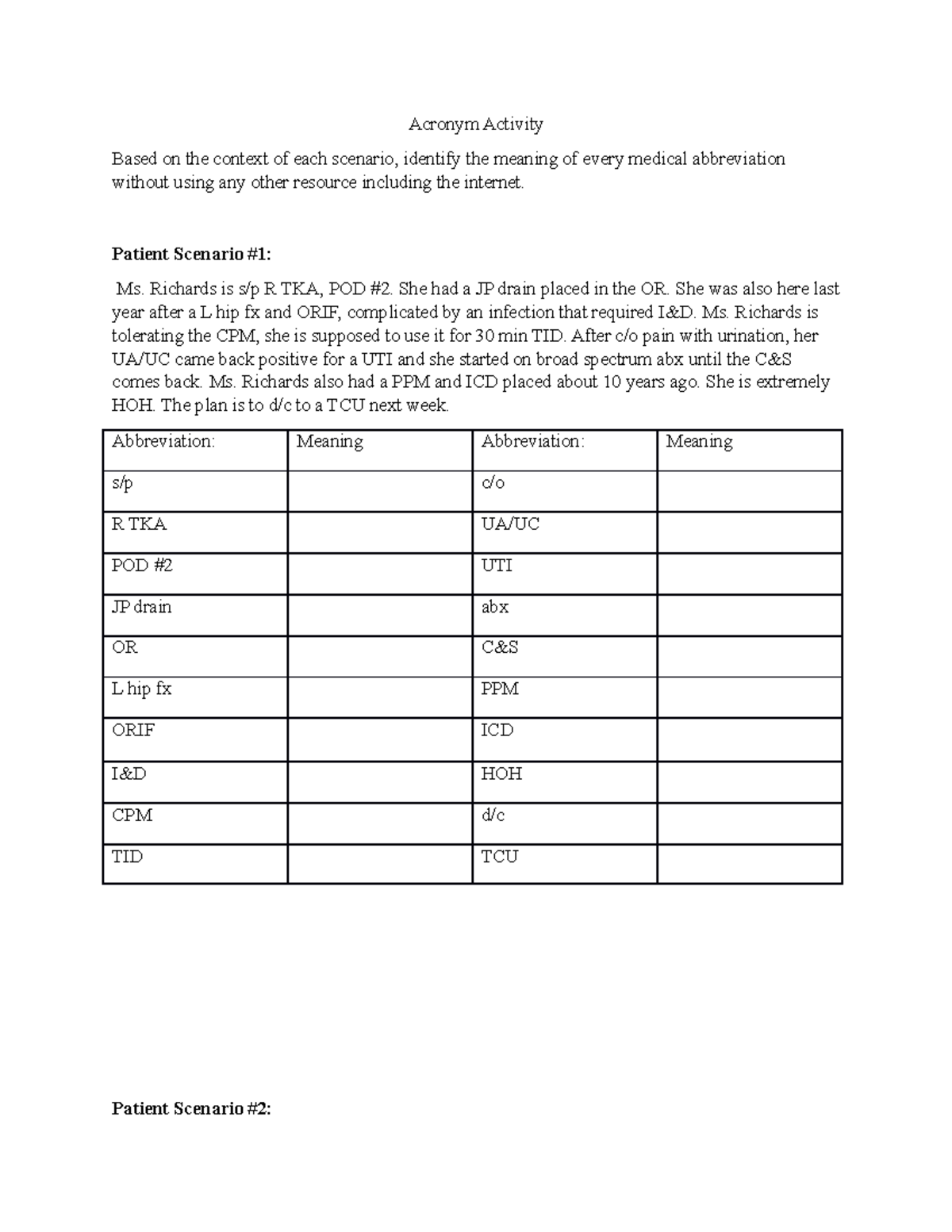 Acronym Activity - Acronym Activity Based on the context of each ...