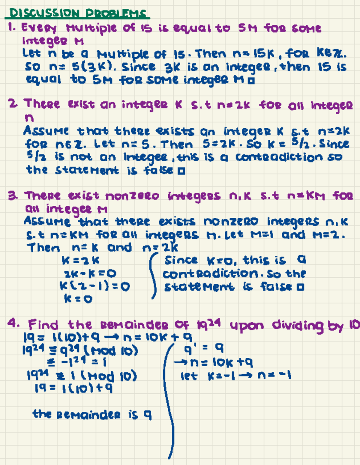 Math 13 Discussion and Quiz Review - DISCUSSION PROBLEMS Every Multiple ...