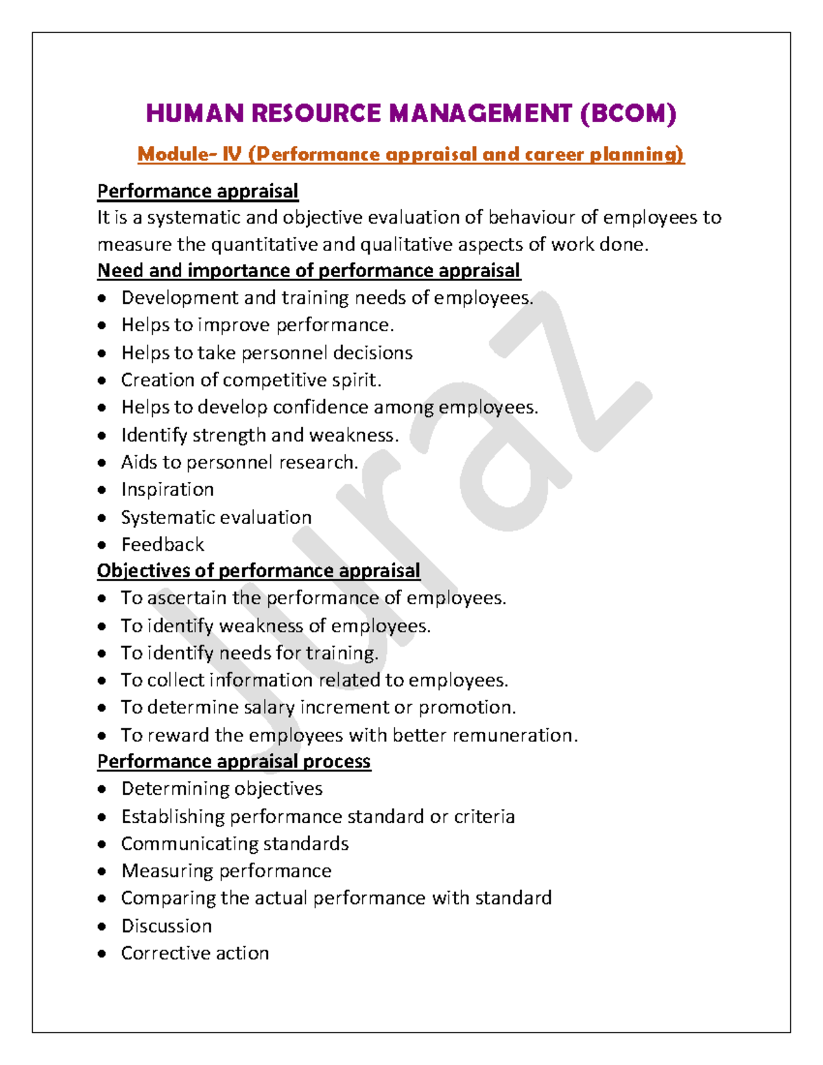 4 - Hrm notes - HUMAN RESOURCE MANAGEMENT (BCOM) Module- IV ...