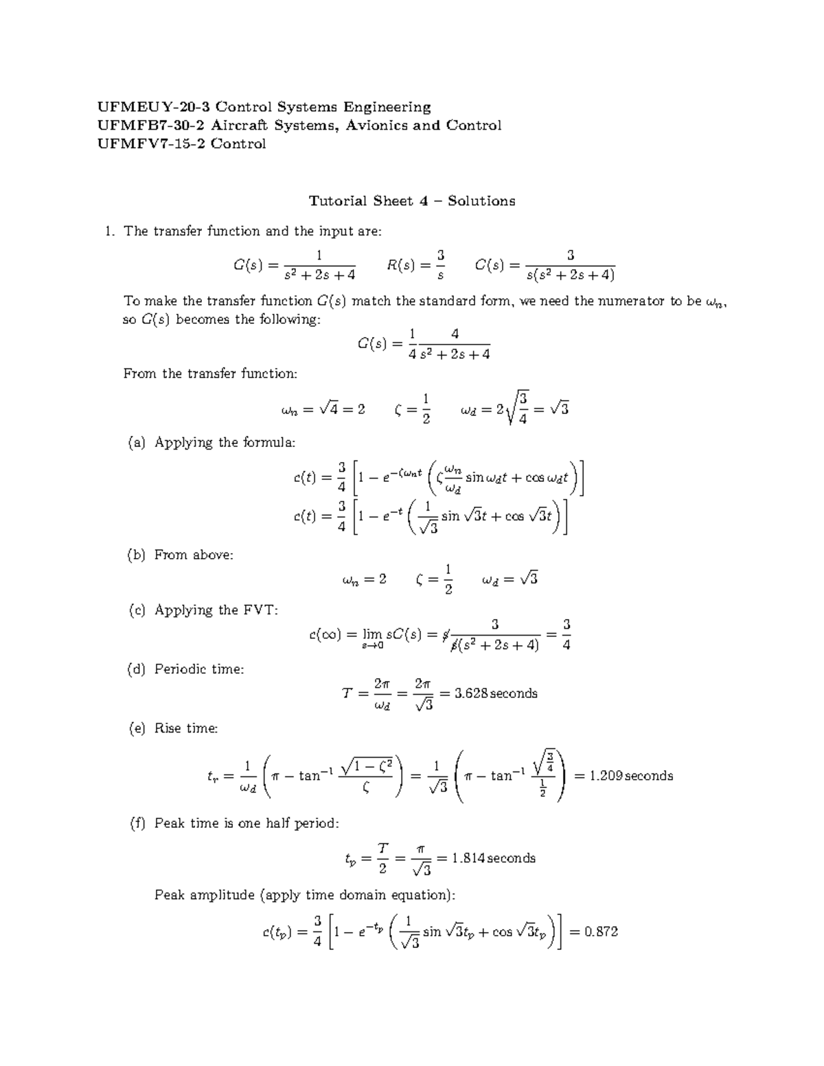 Control Systems Engineering Aircraft Systems Avionics and Control ...