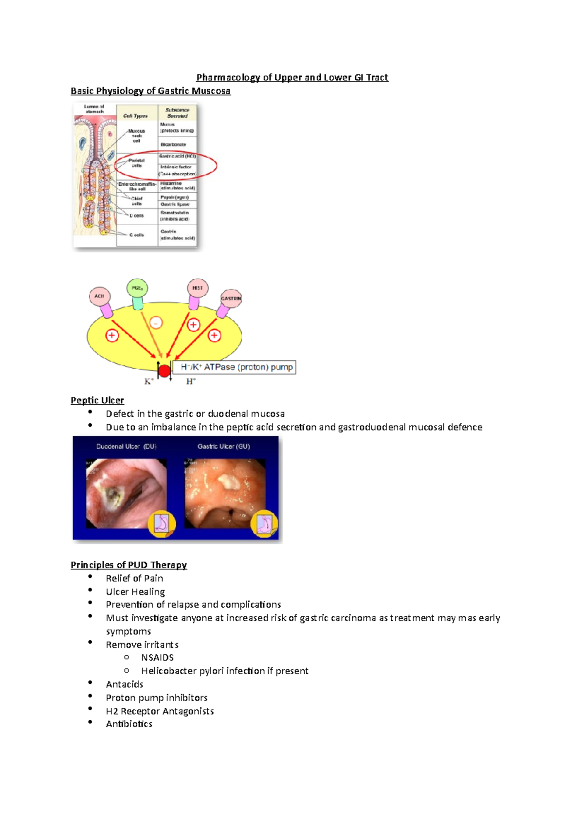 Pharmacology of Upper and Lower GI Tract - Studocu