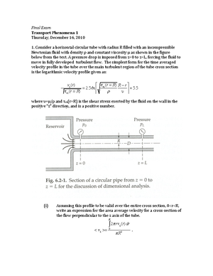 Homework 7 Solutions Fall 2010 - Transport Phenomena 1 Homework Set 7 ...