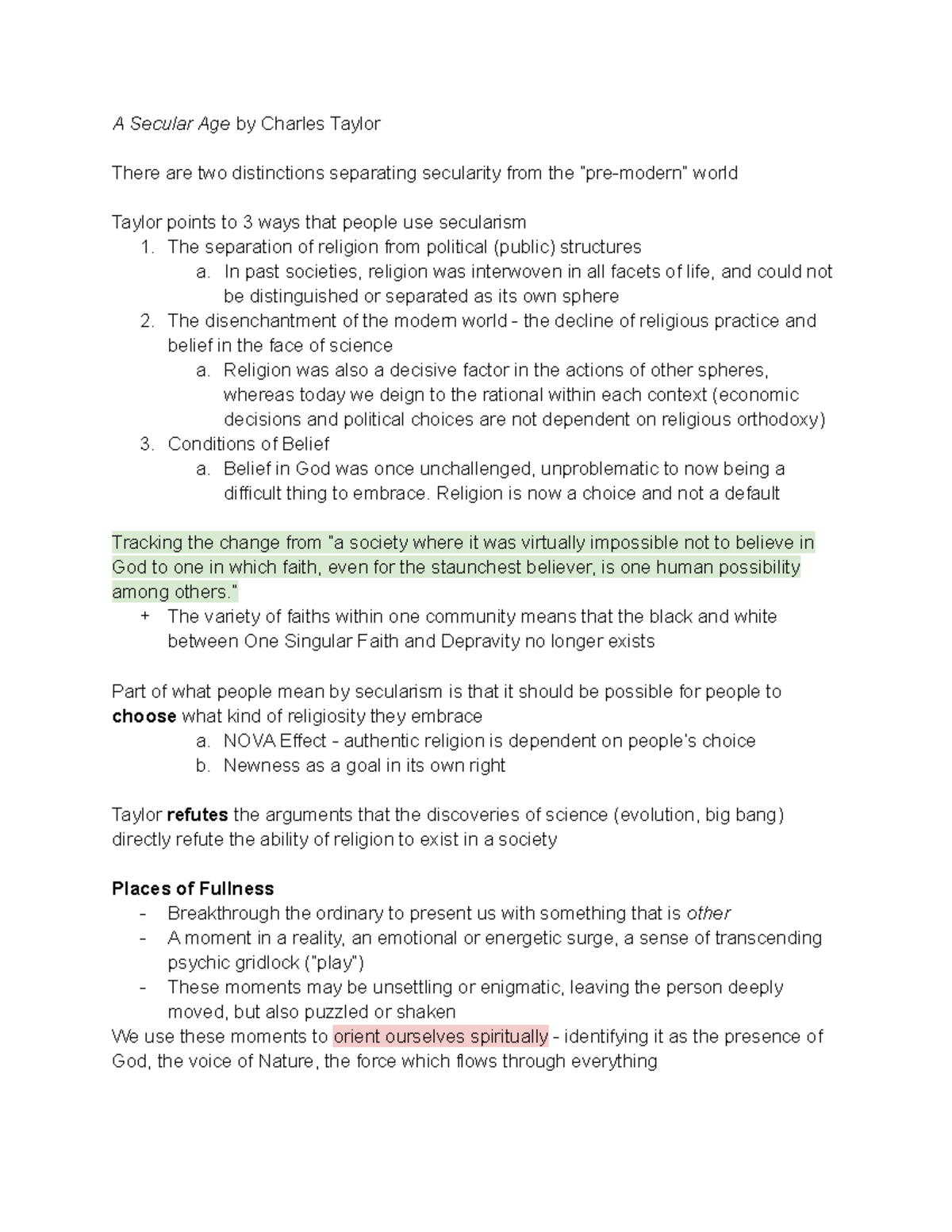 Notes on A Secular Age by Charles Taylor - A Secular Age by Charles ...