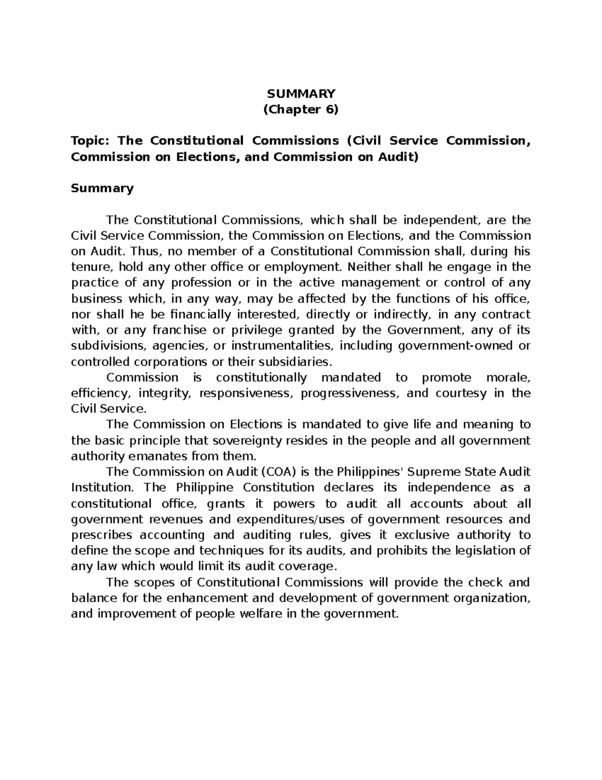 The Constitutional Commissions Civil Service Commission, Commission on ...