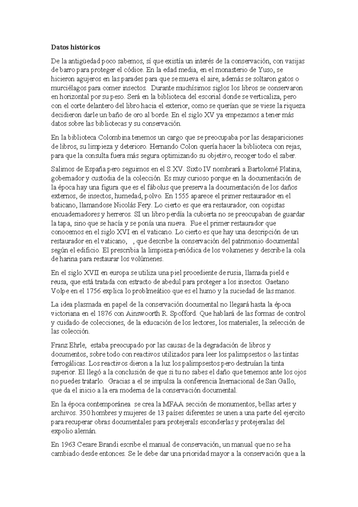 Datos históricos - Historia del liboro - Datos históricos De la ...