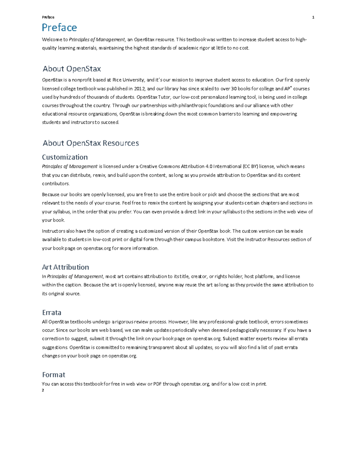 Principlesof Management 1 - Preface 1 Preface Welcome to Principles of Management, an OpenStax ...