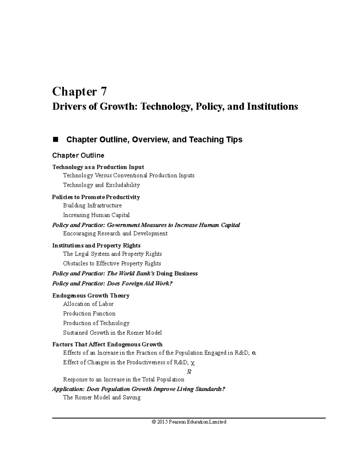 Mishkin Macro 13IM ch07 - Chapter 7 Drivers of Growth: Technology, Policy, and Institutions ...