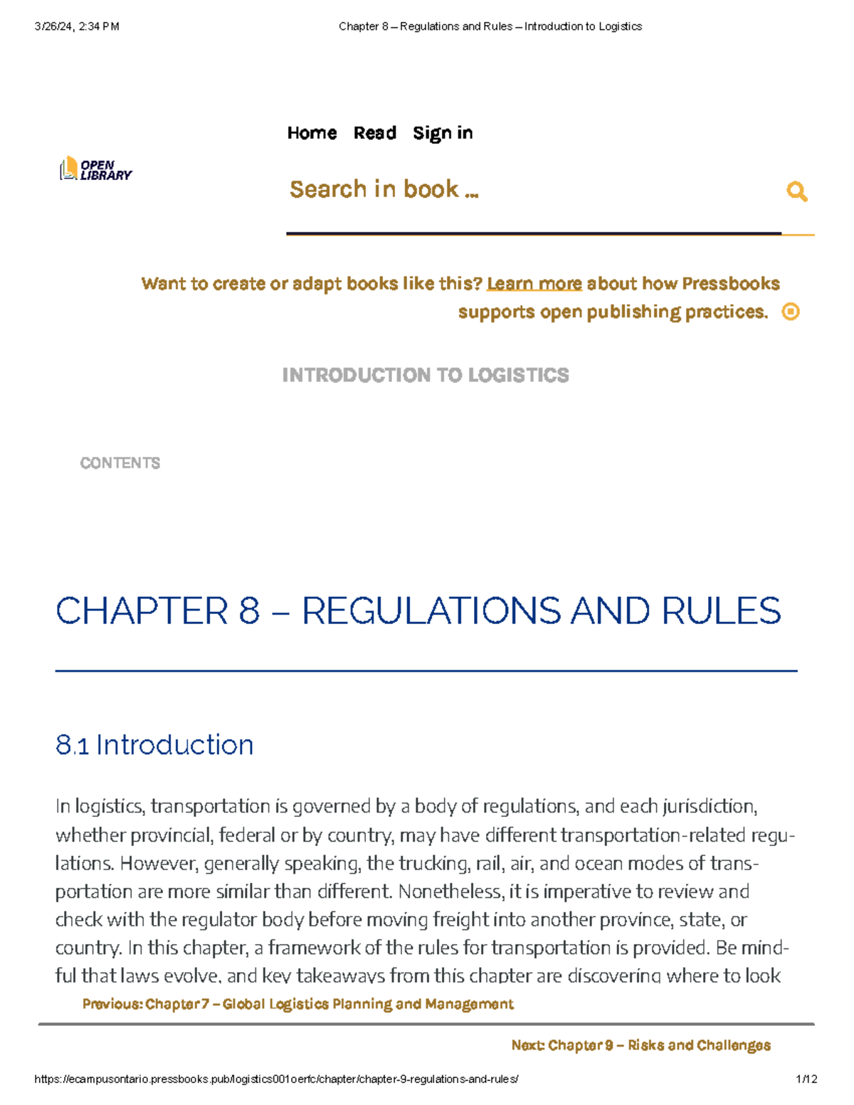 Chapter 8 – Regulations and Rules – Introduction to Logistics - Home ...