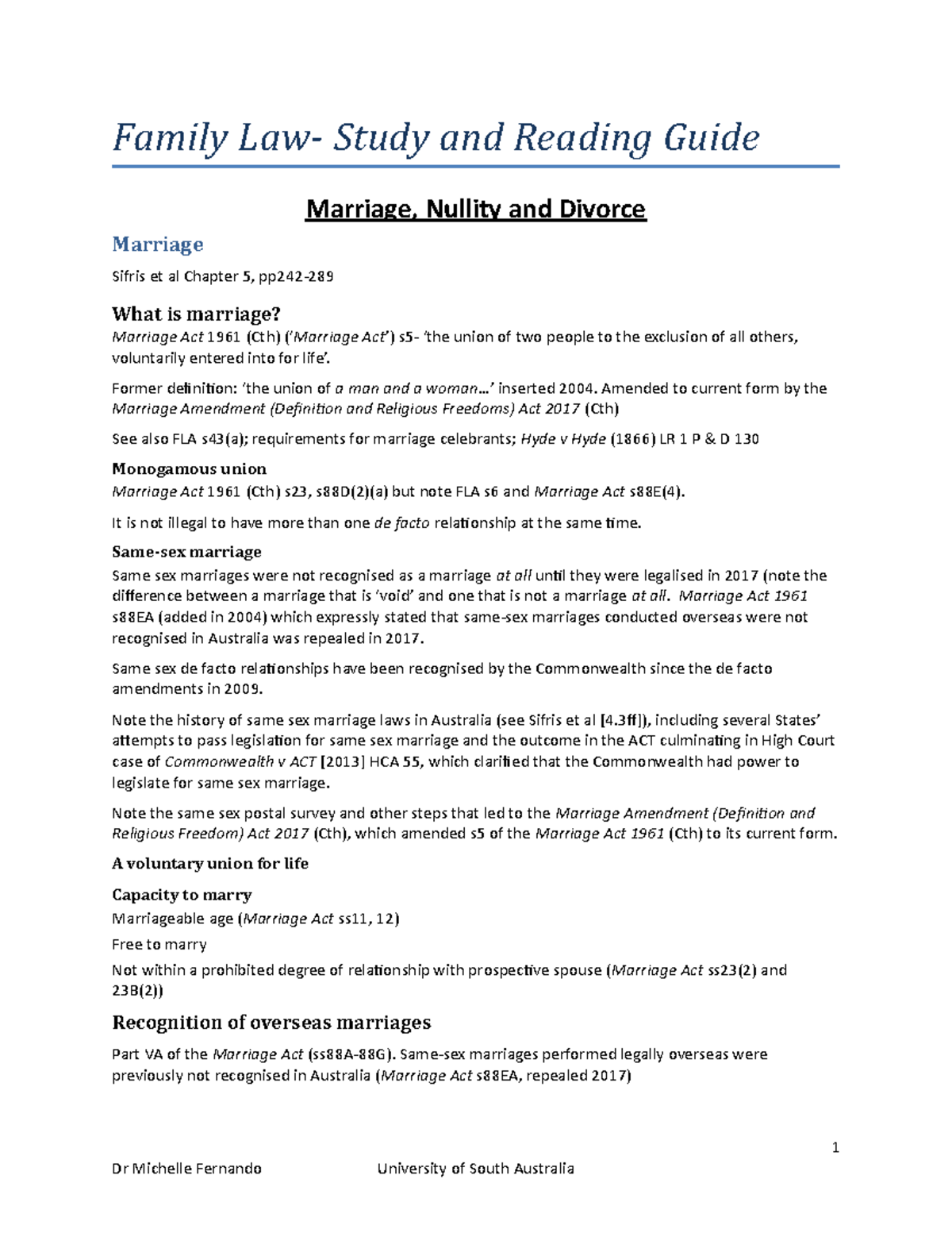 Topic 6- Study and Reading Guide - Family Law- Study and Reading Guide ...