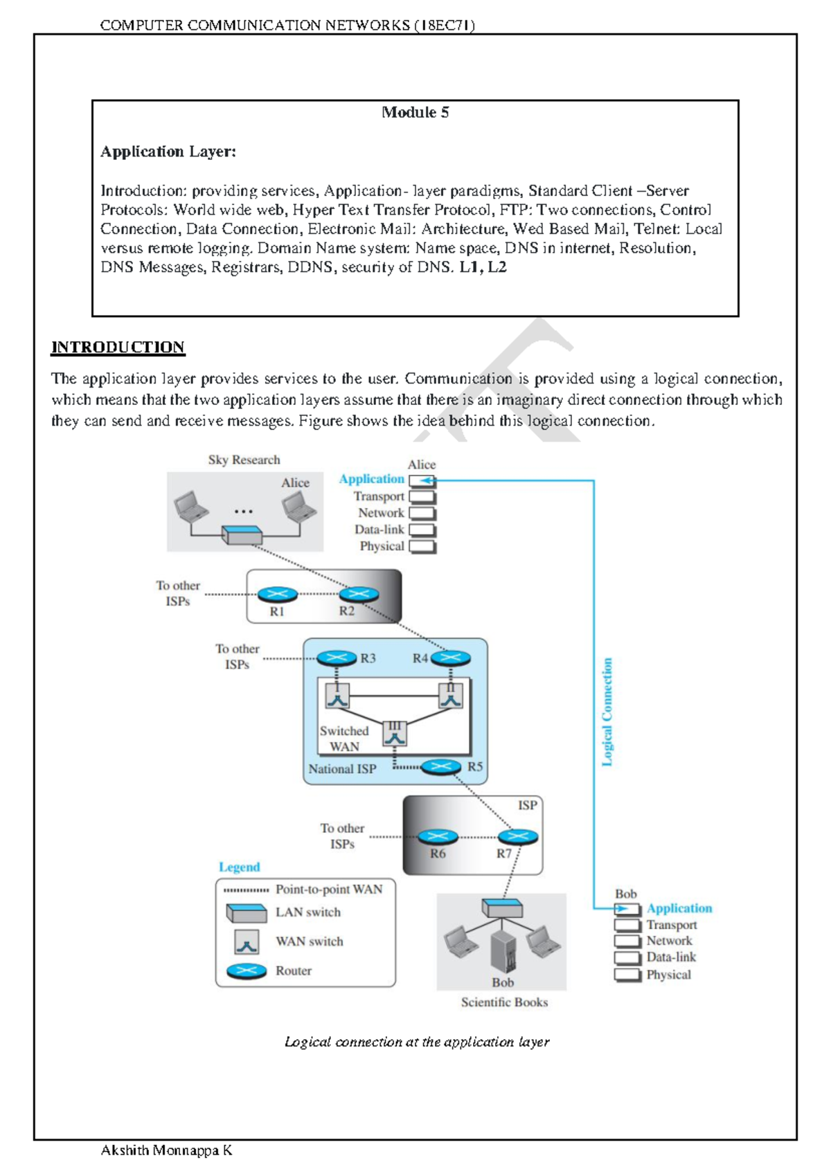Module 5 - notes - Module 5 Application Layer: Introduction: providing ...