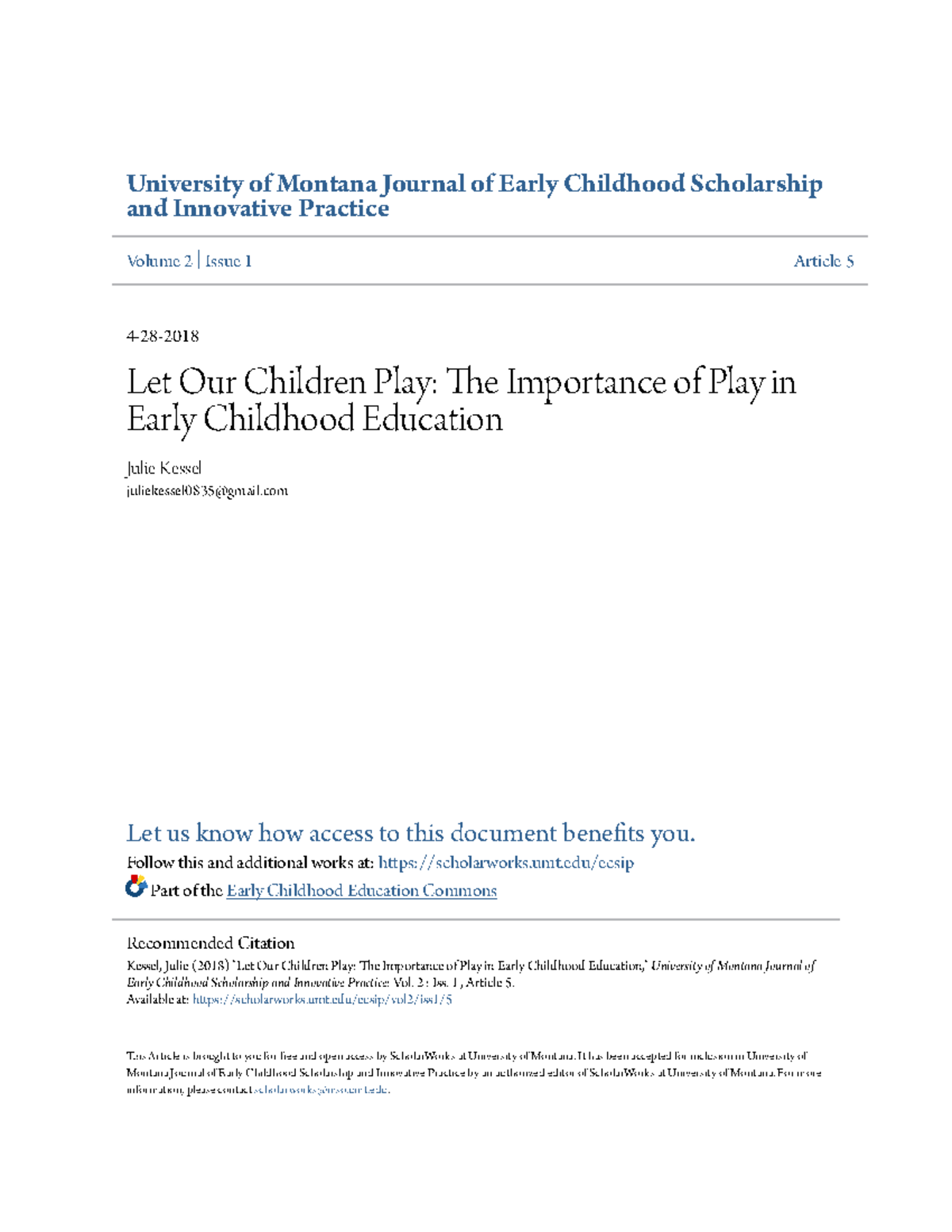 Let Our Children Play - Article based on the importance of play in ...