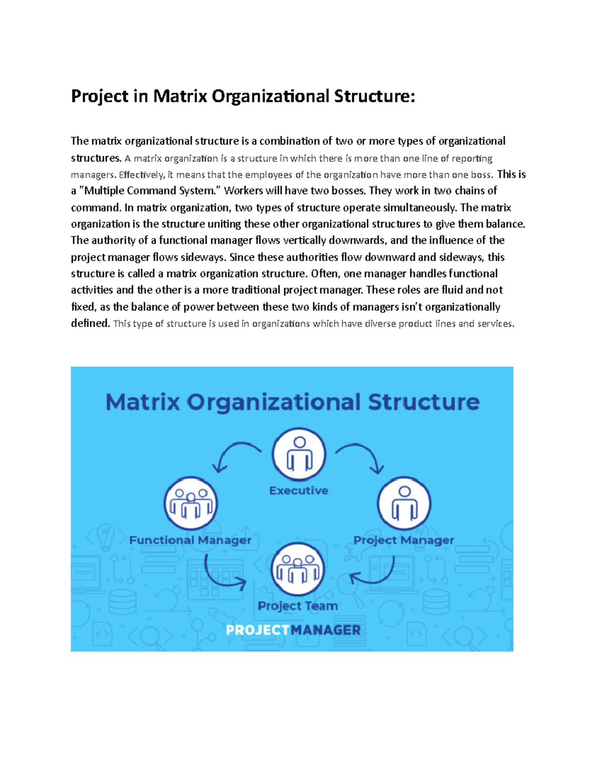 Project in Matrix Organizational Structure - A matrix organization is a ...