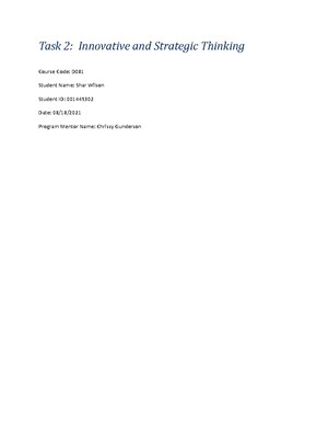 DO81 - Task 1 - Task 1 - Innovative and Strategic Thinking – D081: QBM2 ...