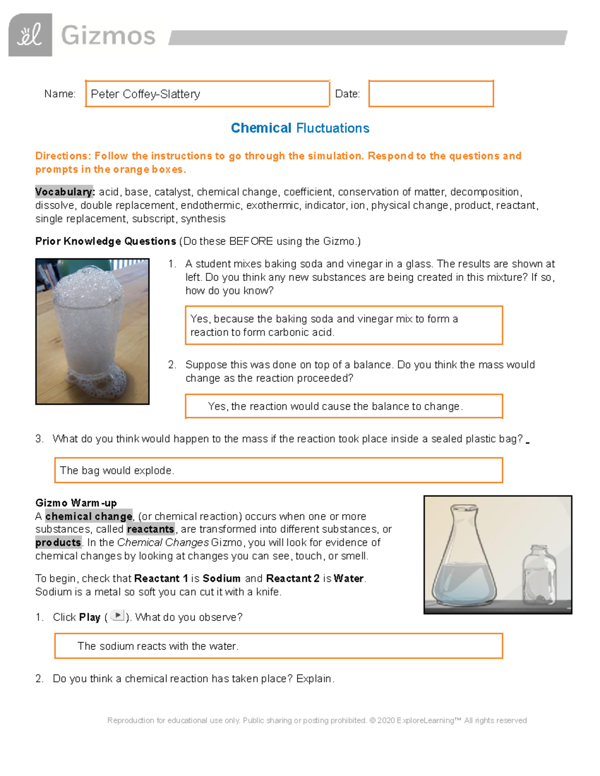 Copy of Identifying Chemical Fluctuations - Name: Peter Coffey-Slattery ...