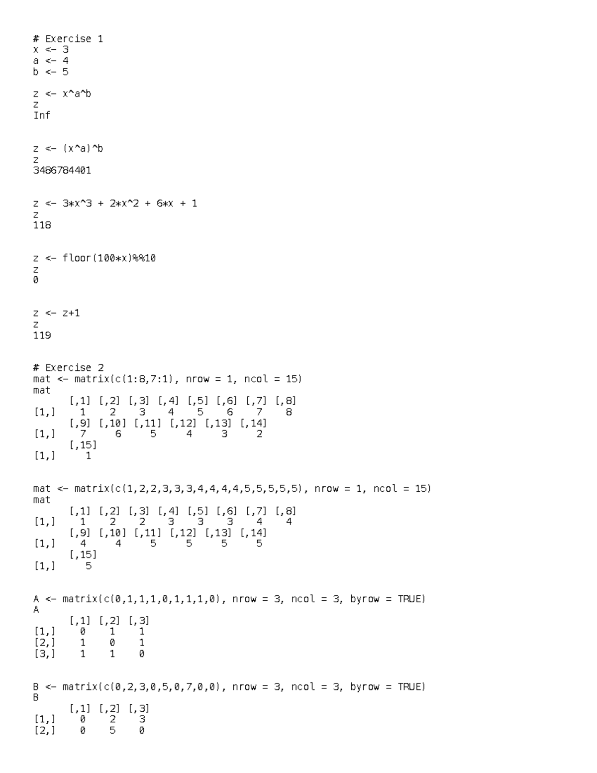 HW1 - ......... - Exercise 1 X 3 a 4 b 5 Z Z Inf Z Z 3486784401 Z 1 Z 118 Z floor Z 0 Z Z 119 ...