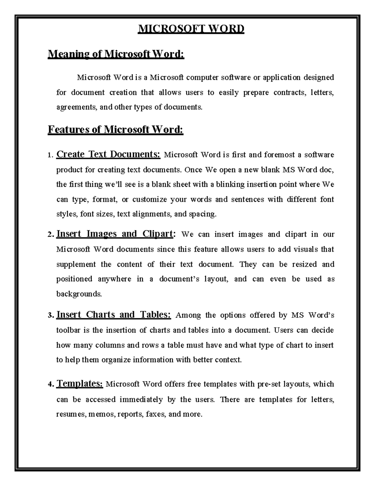 ICT Final - I want to study - MICROSOFT WORD Meaning of Microsoft Word ...