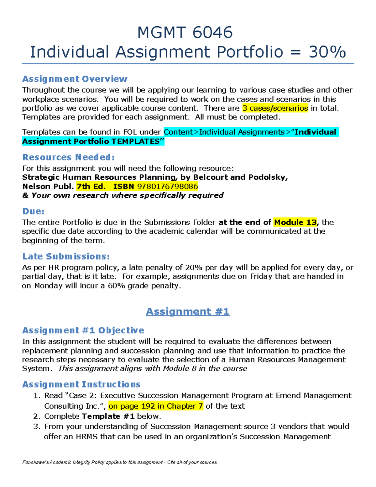 MGMT 6046 Individual Assignment Portfolio - You will be required to ...