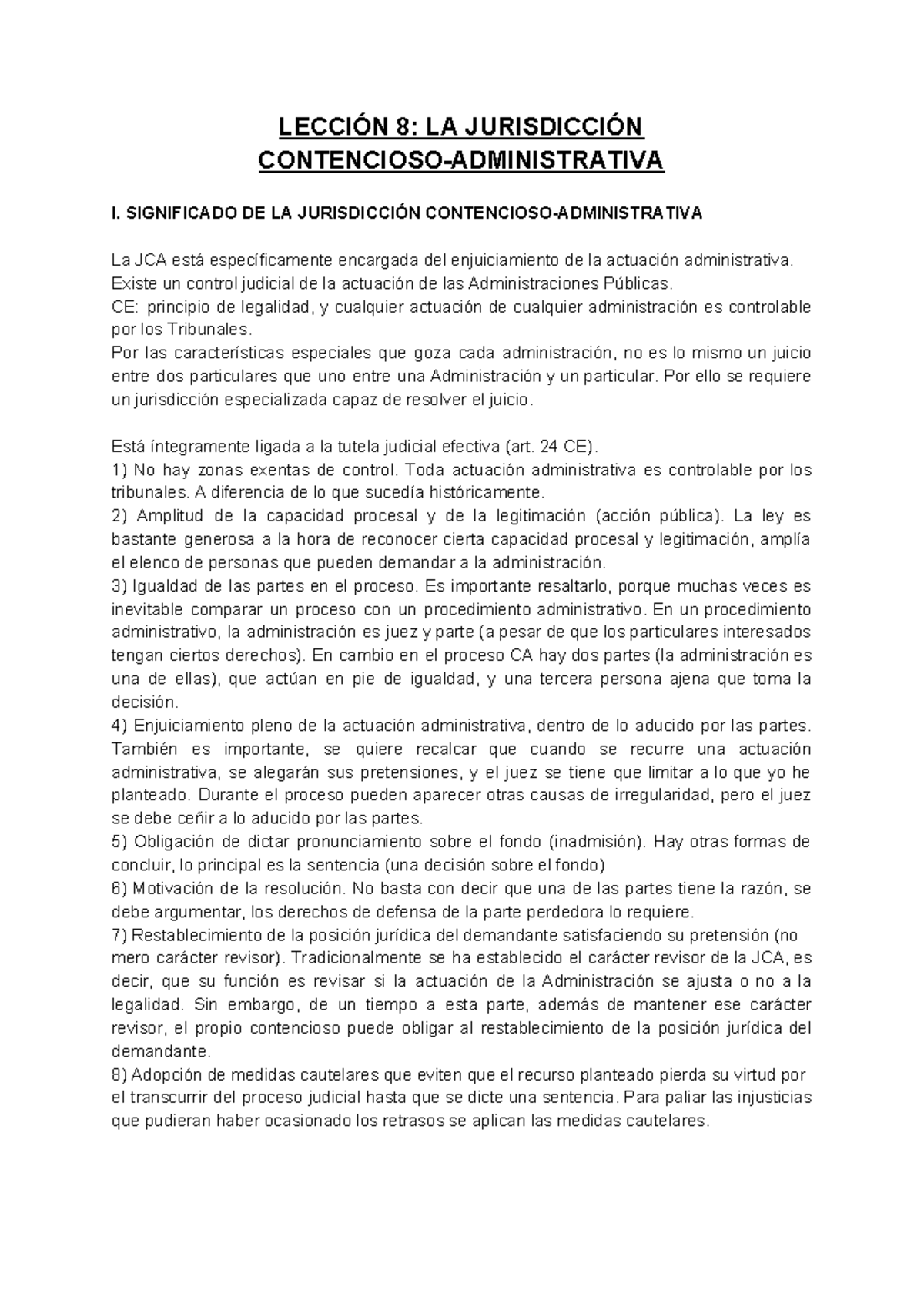 Lección 8 La Jurisdicción Contencioso- Administrativa - LECCIÓN 8: LA JURISDICCIÓN - Studocu