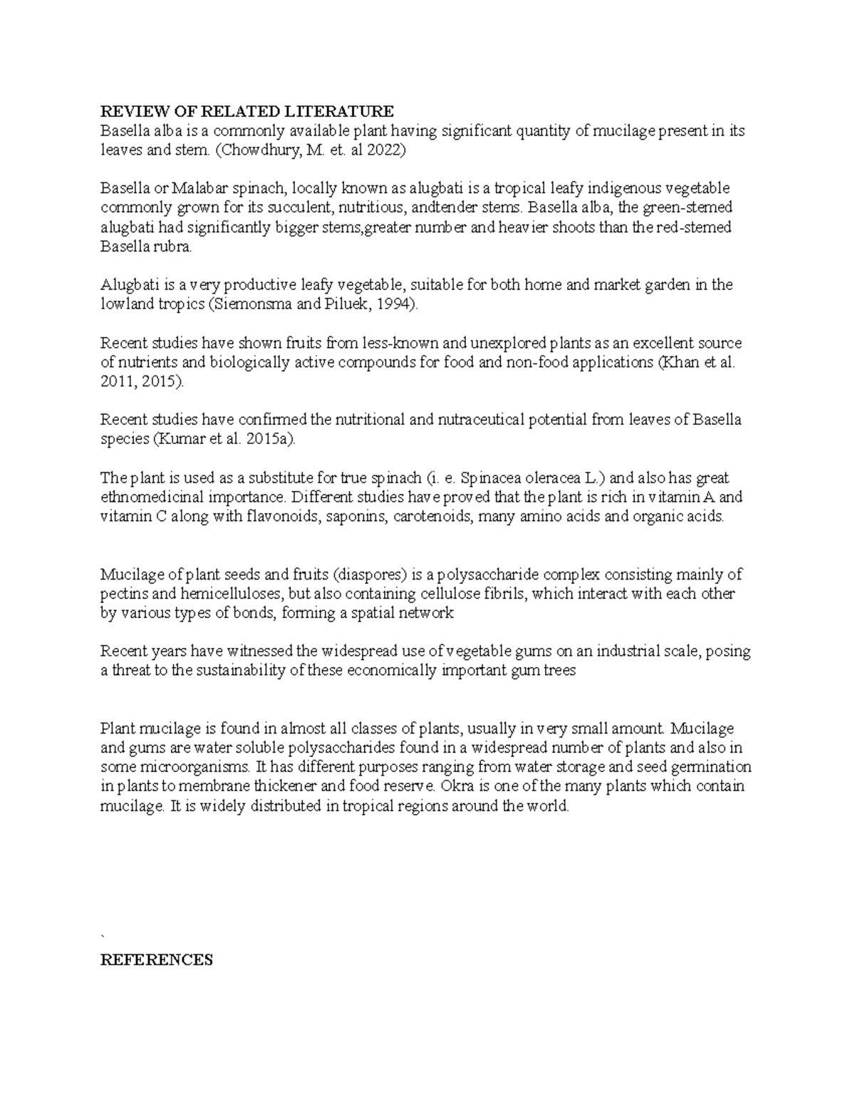 Rrs and rrl - nsbdjweugf - REVIEW OF RELATED LITERATURE Basella alba is ...