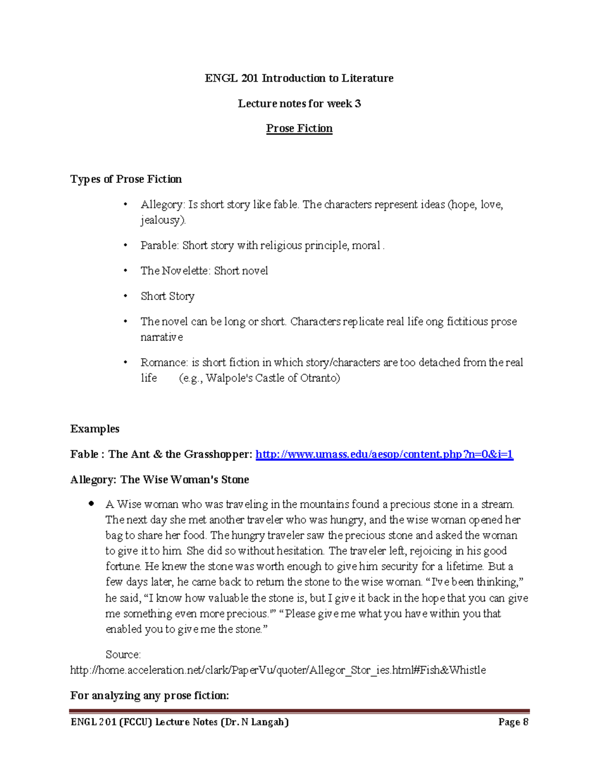 Literature - Types of Prose Fiction - ENGL 201 Introduction to ...