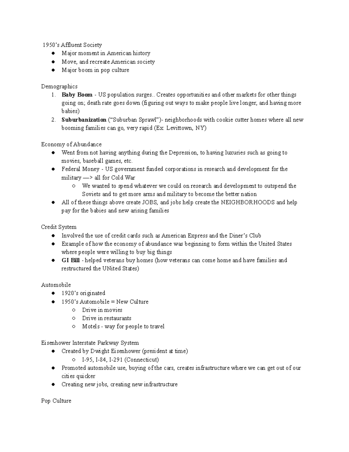 Affluent Society - Professor: Gouduti - 1950’s Affluent Society Major ...