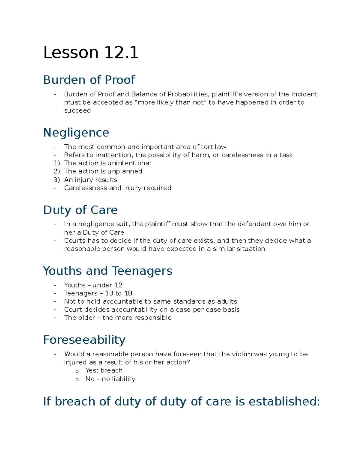 Chapter 12 Law - Lesson 12. Burden of Proof - Burden of Proof and ...