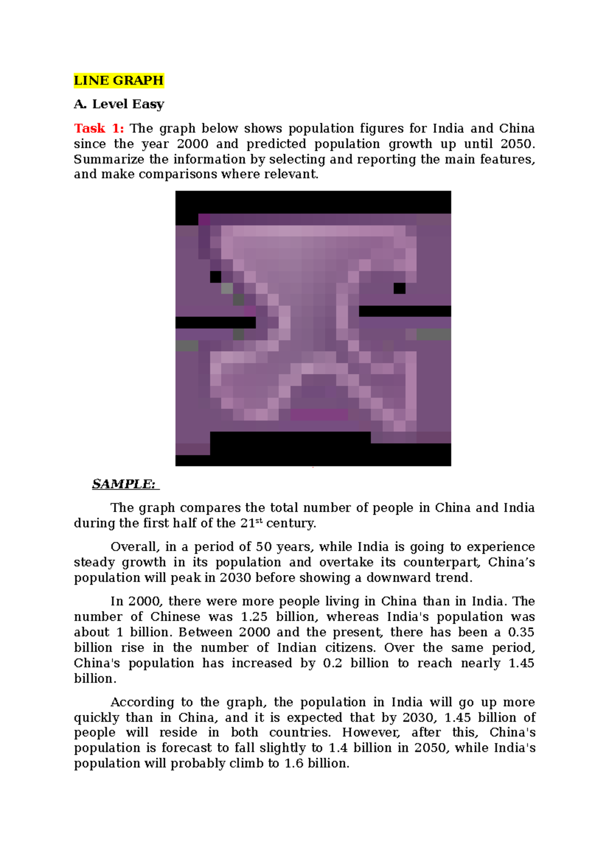 Writing TASK 1 - Sample - LINE GRAPH A. Level Easy Task 1: The graph ...
