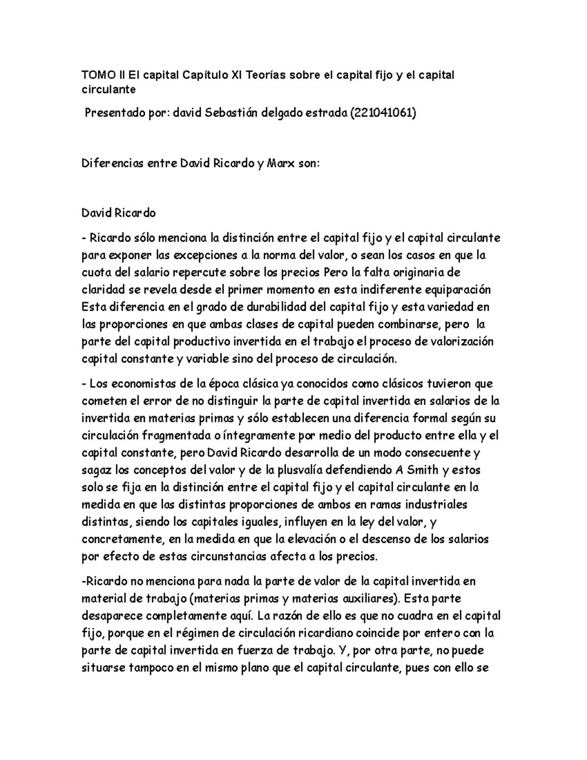 Capítulo Xi david delgado - TOMO II El capital Capítulo XI Teorías ...