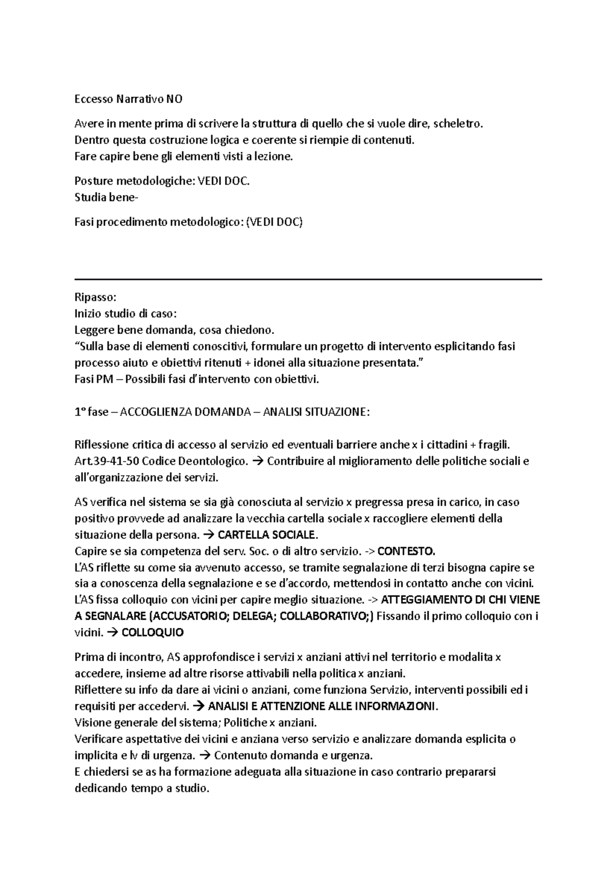 Lezione 10 Parziale - Eccesso Narrativo NO Avere in mente prima di scrivere la struttura di ...