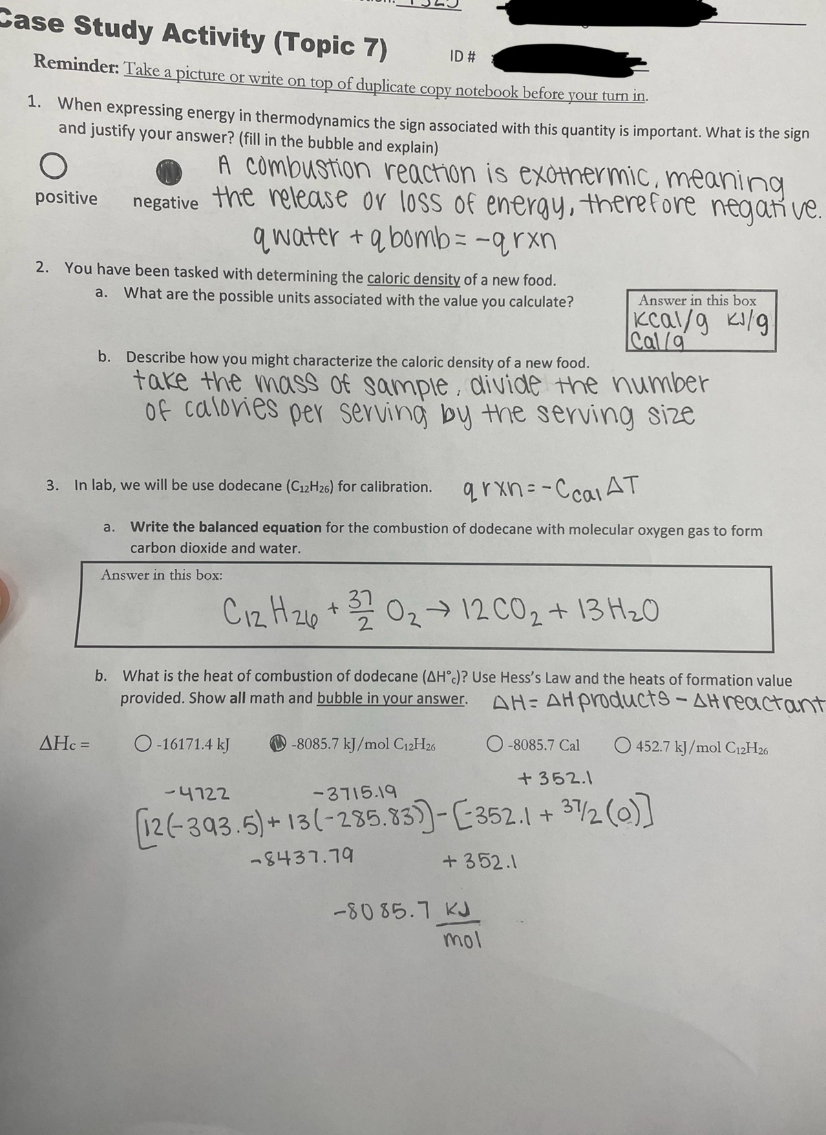 Case study 7 worksheet - CHEM1120000A - Studocu
