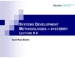 System Development Methodologies - Sequence Diagrams - Syed Raza Bashir SYSTEMS DEVELOPMENT ...