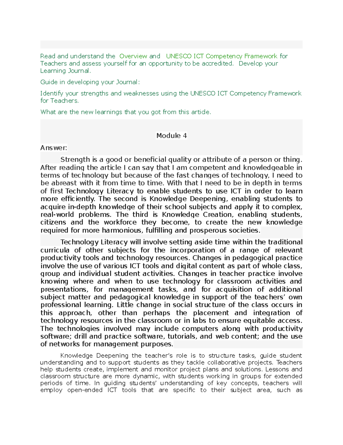 Unesco ICT Competency Framework for Teachers - Read and understand the ...