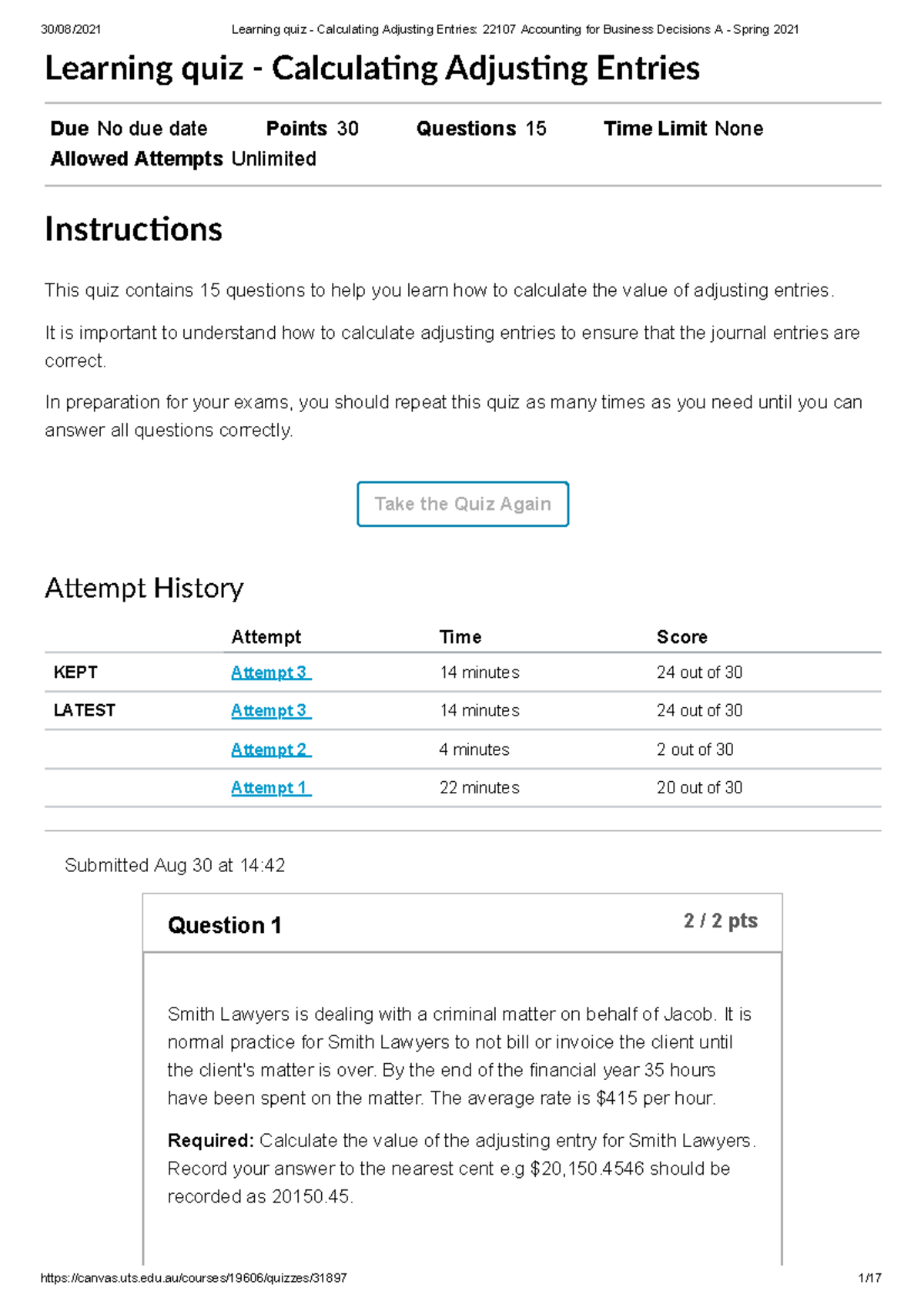 Calculating Adjusting Entries - Learning quiz - Calculang Adjusng ...