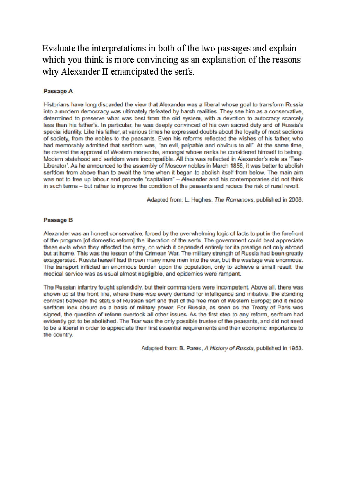 Evaluate the interpretations in both of the two passages and explain ...