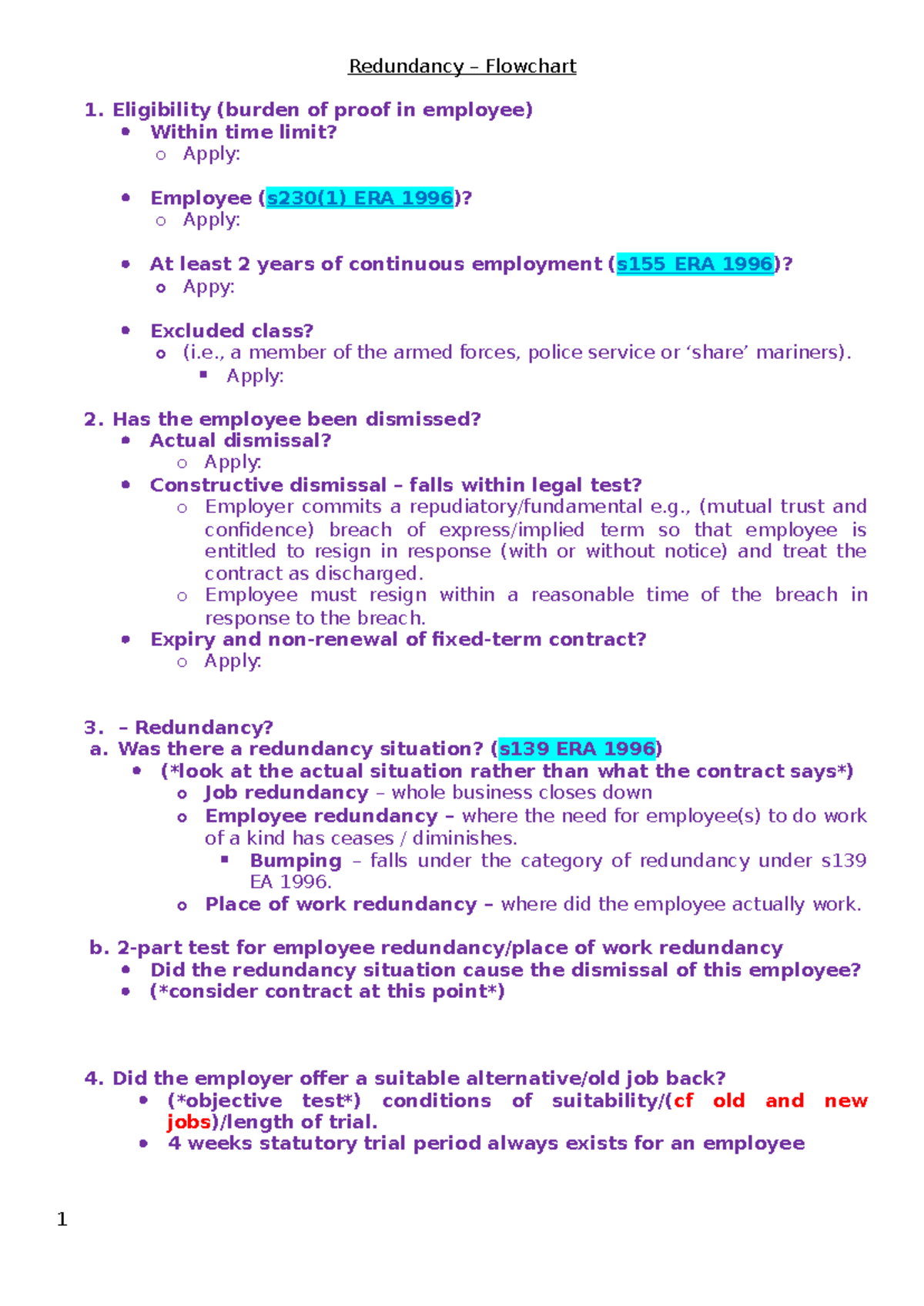 Redundancy Flowchart - Redundancy – Flowchart Eligibility (burden of ...