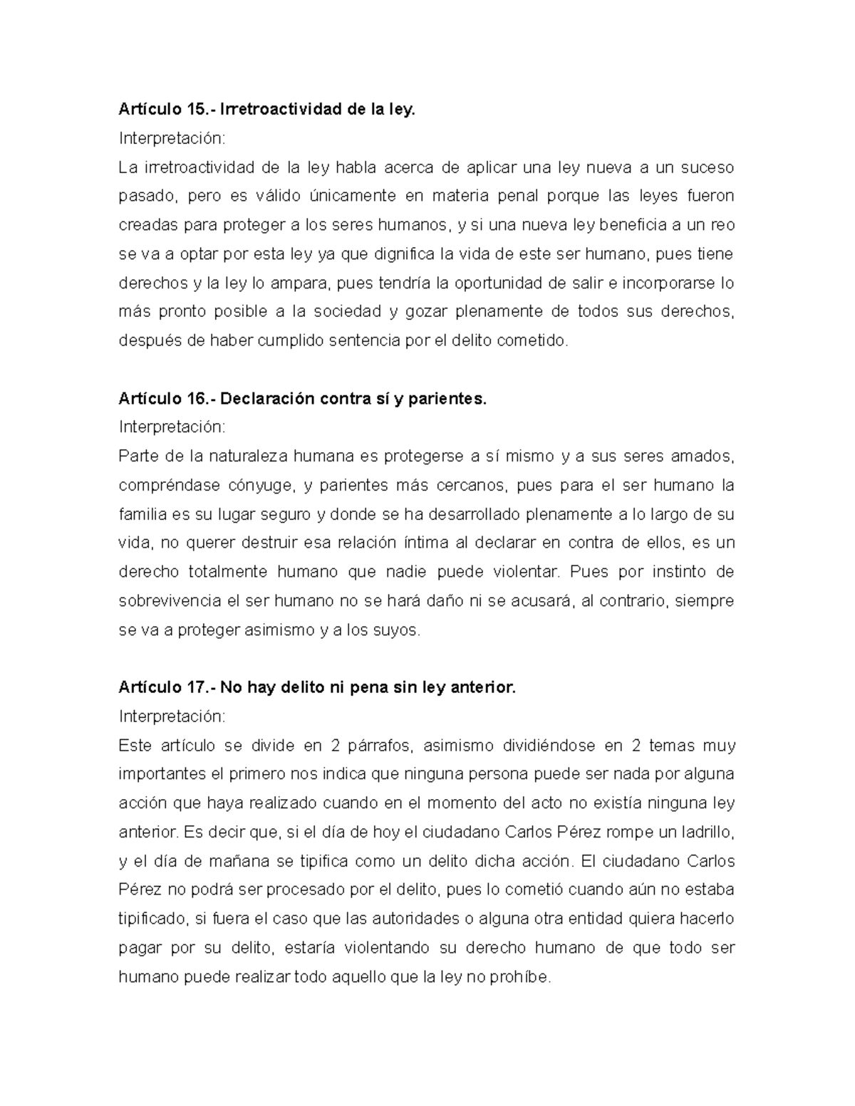 Articulos 15 al 18 - ANALISIS DE DERECHOS HUMANOS - Artículo 15 ... Articulos 15 al 18 - ANALISIS DE DERECHOS HUMANOS - Artículo 15 ...