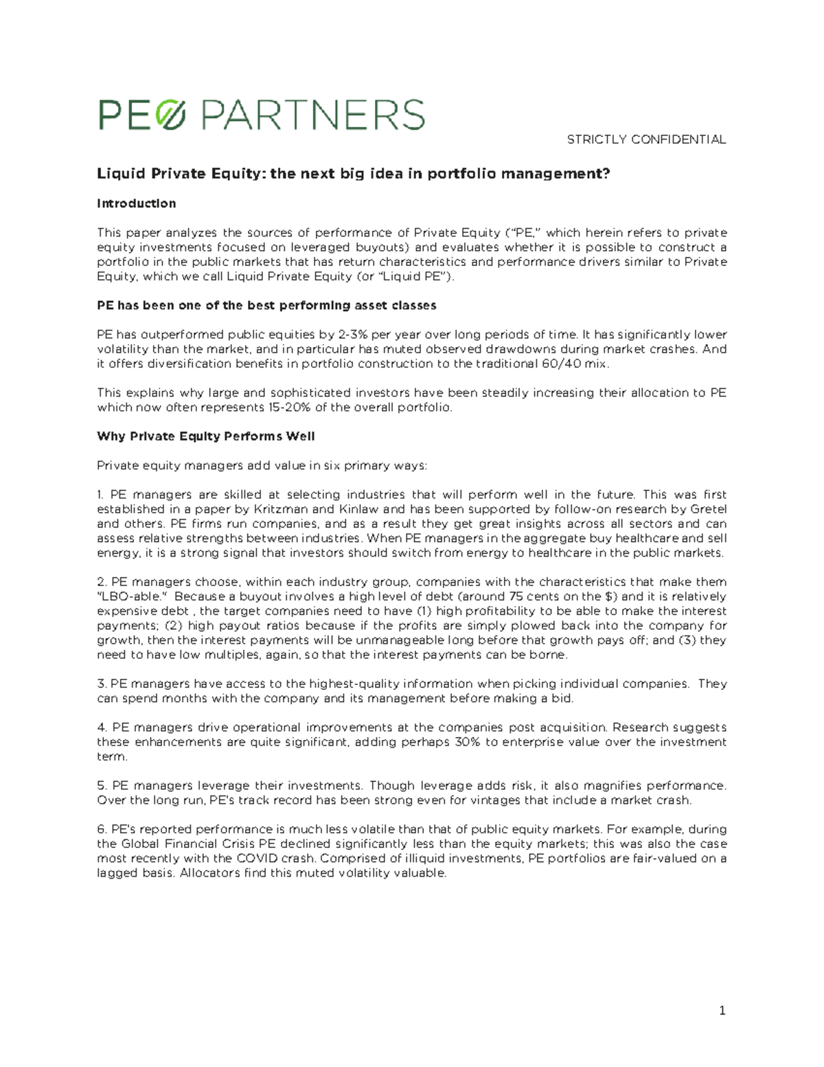 PEO White Paper Approved W Aug2021 - STRICTLY CONFIDENTIAL Liquid ...